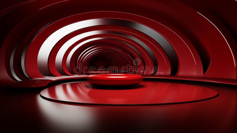 A Red Circular Room with a Circular Object in the Middle Stock ...