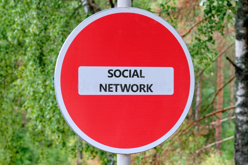 A Red Circular Sign is Prominently Shown with the Words Social Network ...