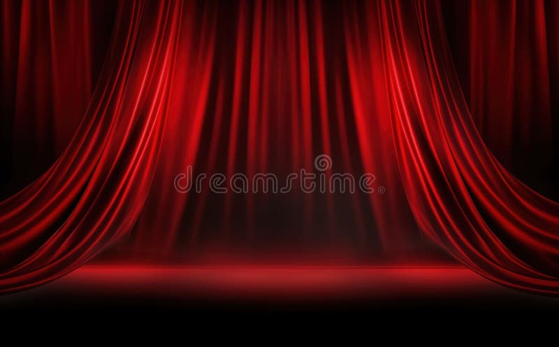 A Red Circus Theatre Set with a Backdrop and Curtains Stock Photo ...