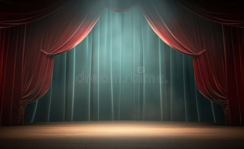 A Red Circus Theatre Set with a Backdrop and Curtains Stock Photo ...
