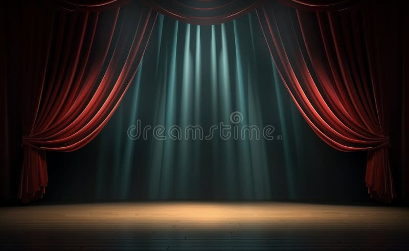 A Red Circus Theatre Set with a Backdrop and Curtains Stock Image ...