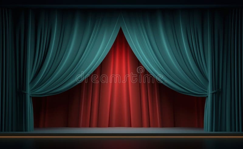 A Red Circus Theatre Set with a Backdrop and Curtains Stock Photo ...