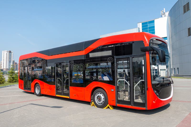 Red City Bus at the Bus Station on a Clear Day Editorial Stock Photo ...