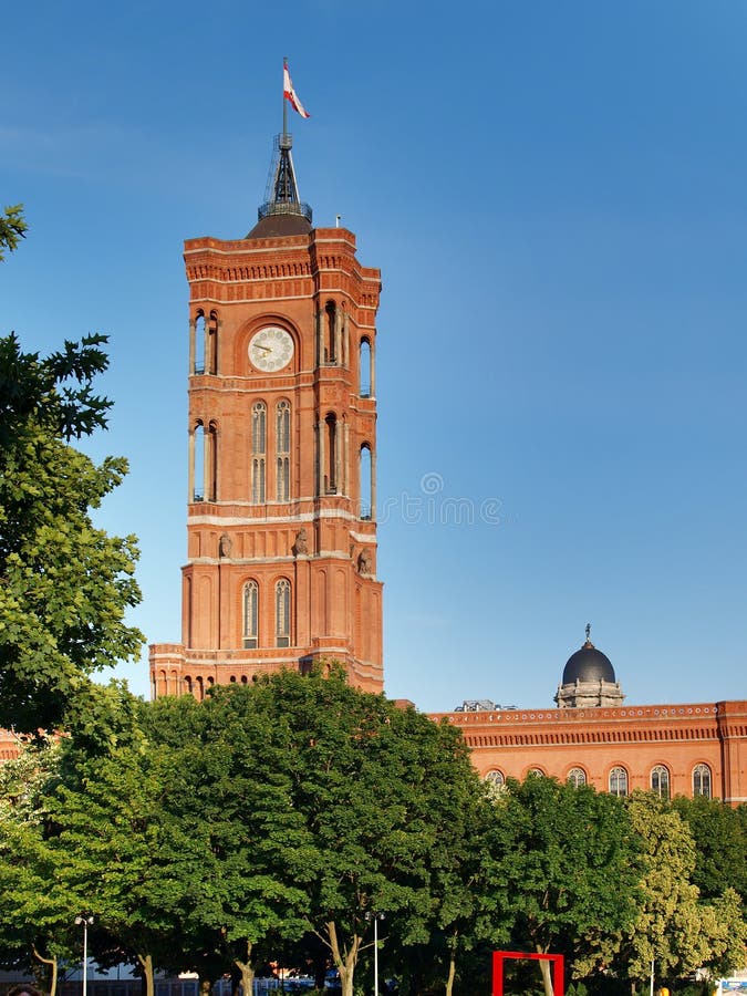 Red city hall stock image. Image of bright, europe, downtown - 18749247