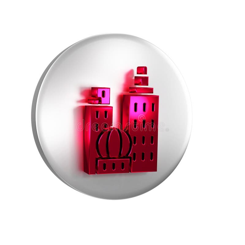 Red City Landscape Icon Isolated on Transparent Background. Metropolis ...