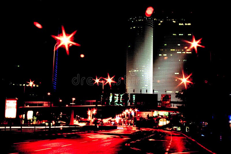 Red city light stock photo. Image of city, business, azrieli - 5401402