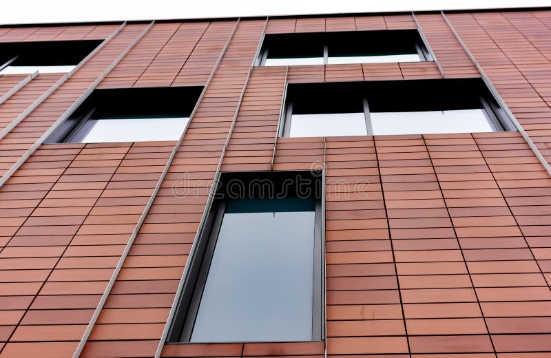 Red Cladding and Windows stock photo. Image of building - 135359094