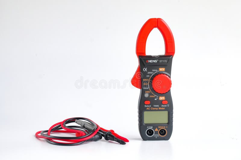 Red Clamp Multimeter Measuring Tool. Clipping Path Stock Photo - Image ...