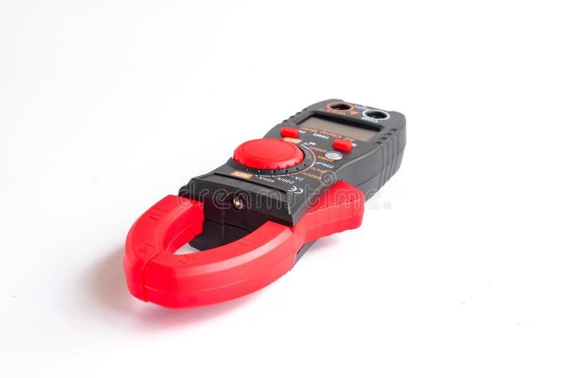 Red Clamp Multimeter Measuring on White Stock Photo - Image of ...