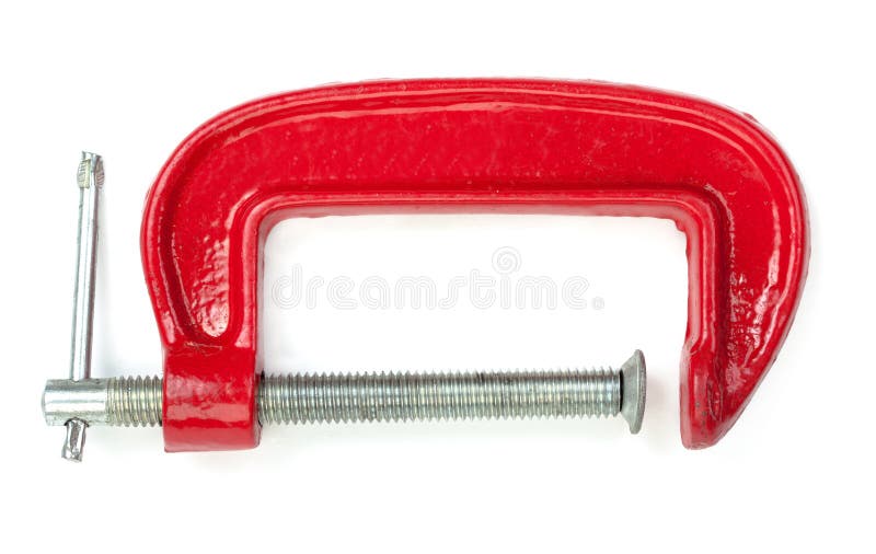 Red Clamp for Woodworking Isolated on a White Stock Photo - Image of ...