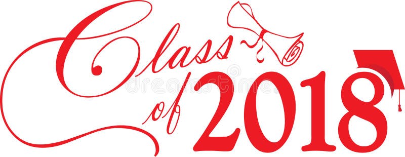 Red Class of 2018 with Cap and Diploma Stock Illustration ...