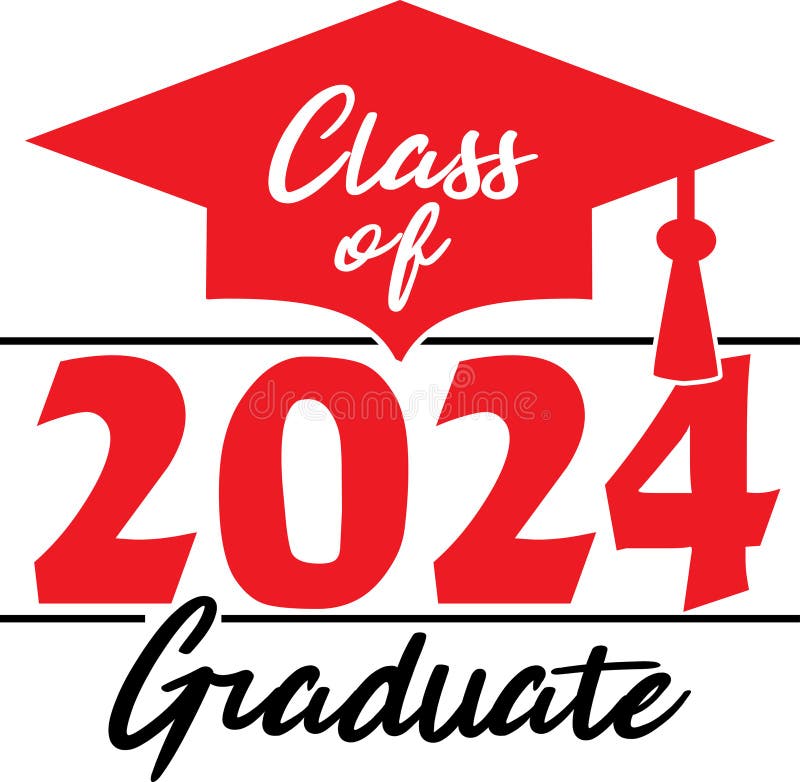 Red class of 2024 grad stock vector. Illustration of background - 283558603