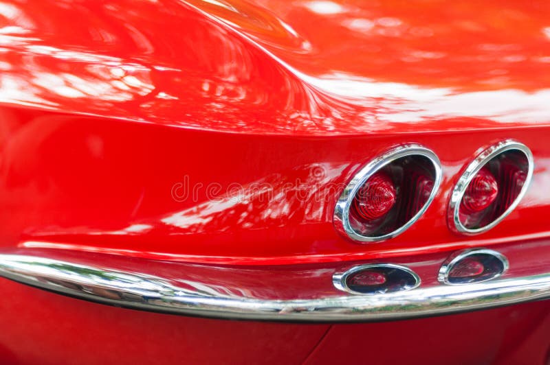 Red Classic Car Rear Headlights Stock Image - Image of model, metallic ...