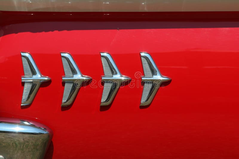 Red classic car trunk stock photo. Image of trunk, history - 223917090
