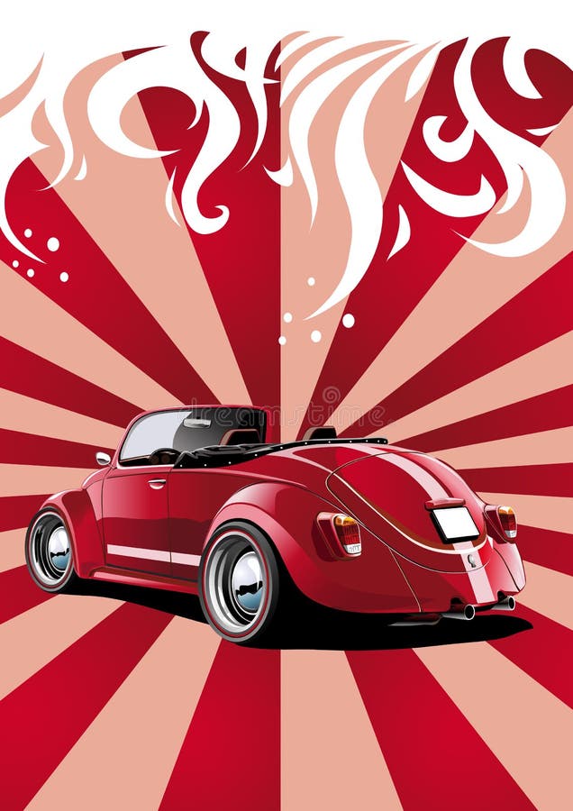 Red classic convertible stock illustration. Illustration of lovers ...