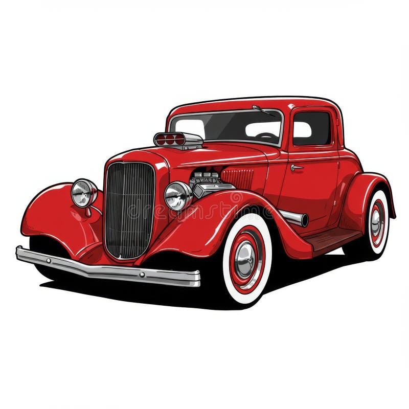 Red Classic Coupe Hot Rod Illustration Stock Illustration ...