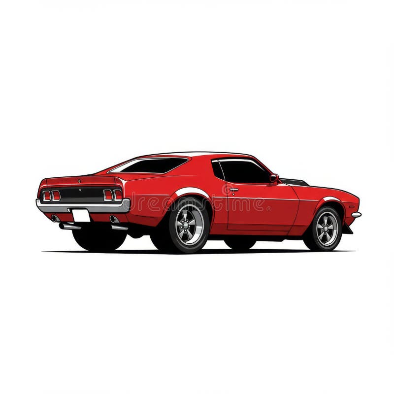 Red Classic Muscle Car Rear View Illustration Stock Illustration ...