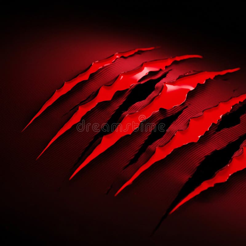 Red Claw-like Slashes on a Dark Surface, Resembling Deep Cuts. the ...