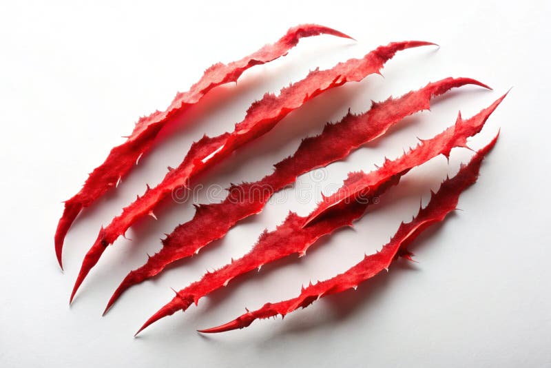 Red Claw Scratches Marks on Torn Paper Stock Illustration ...