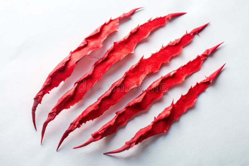 Red Claw Scratches Marks on Torn Paper Stock Illustration ...