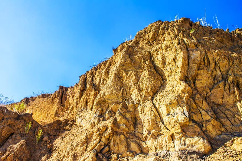 Red Clay Cliff Rock, Sky Background Stock Photo - Image of background ...