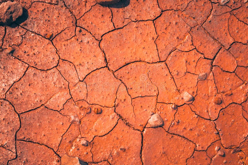 Red-clay Cracked Soil Texture Stock Photo - Image of fractured, clay ...