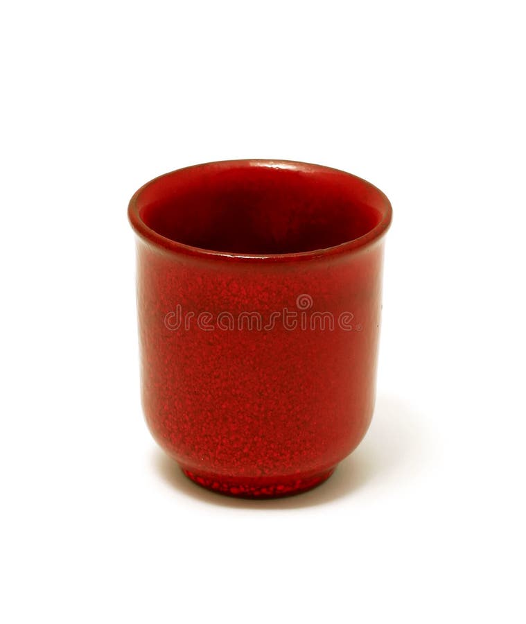 Red Clay Cup Isolated on White Stock Image - Image of earthenware ...