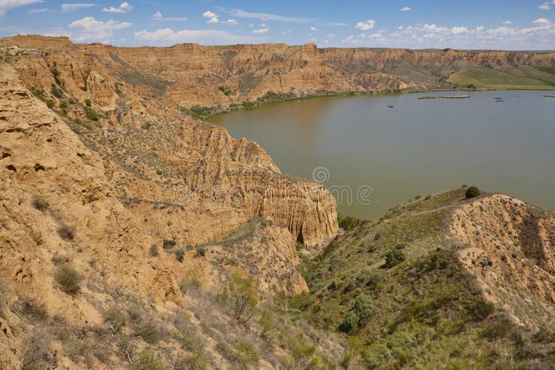 Red Clay Erosion Gully and River. Eroded Landscape. Spain Stock Photo ...