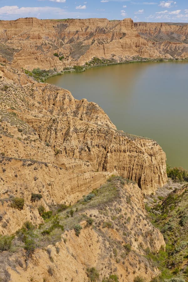 Red Clay Erosion Gully and River. Panoramic Eroded Landscape Stock ...