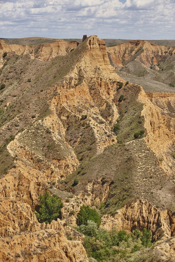 Red Clay Erosion Gully and River. Eroded Landscape. Spain Stock Image ...
