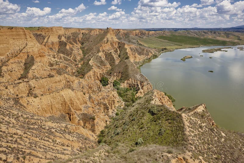 Red Clay Erosion Gully and River. Eroded Landscape. Spain Stock Image ...