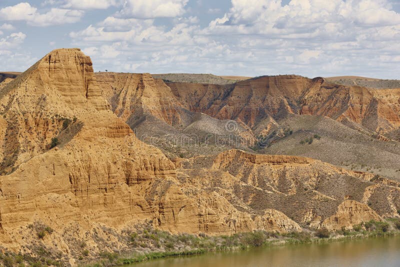Red Clay Erosion Gully and River. Eroded Landscape. Spain Stock Image ...