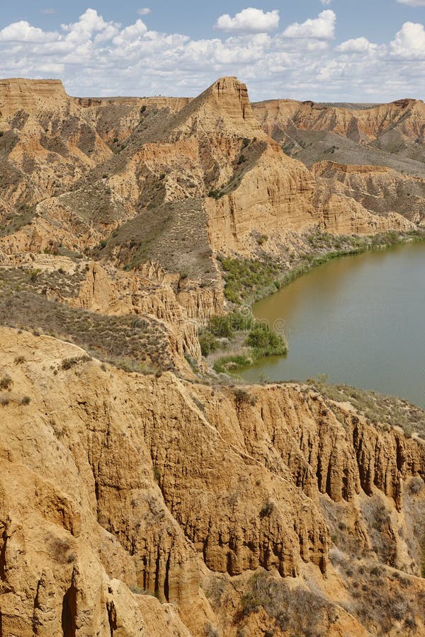 Red Clay Erosion Gully and River. Eroded Landscape. Spain Stock Image ...