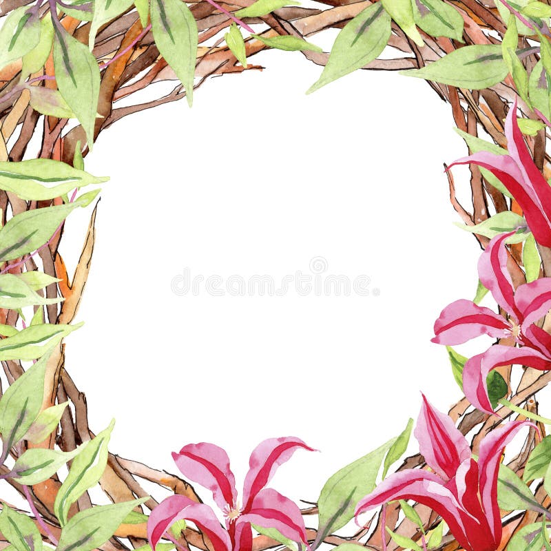 Red Clematis. Floral Botanical Flower. Wild Spring Leaf Wildflower ...