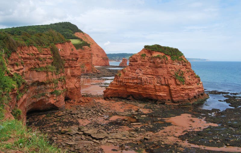 Red cliffs in Devon. stock photo. Image of headland, bedrock - 50289230