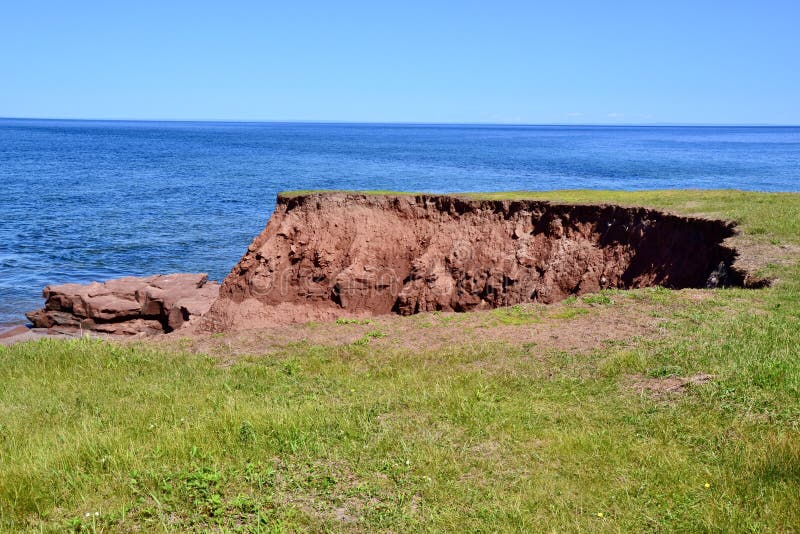 Red Cliffs at East Point PEI with Atlantic Ocean Backdrop Stock Image ...