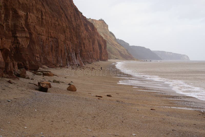 Red Cliffs Lining the Shore of England Stock Photo - Image of south ...