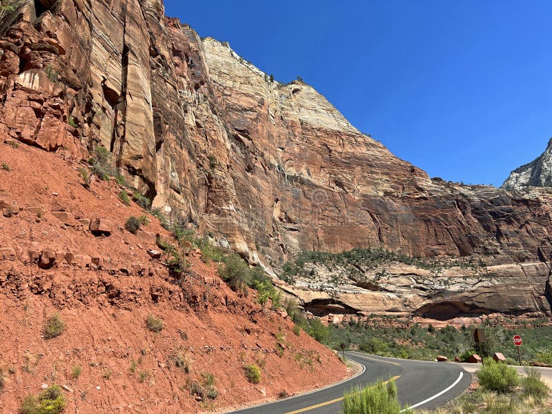 Red cliffs and the road stock image. Image of natural - 259474595