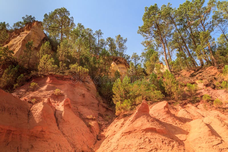Red Cliffs in Roussillon (Les Ocres) Stock Photo - Image of pigment ...