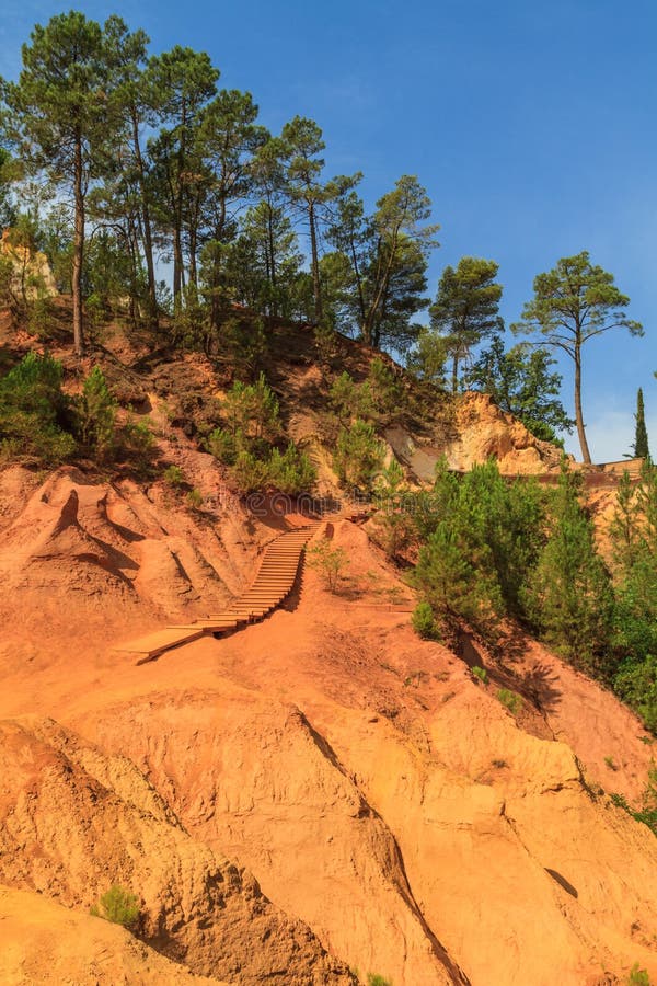 Red Cliffs in Roussillon (Les Ocres) Stock Photo - Image of outdoor ...