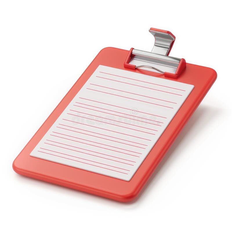 Red Clipboard with Lined Paper for Notes and Reminders Stock ...