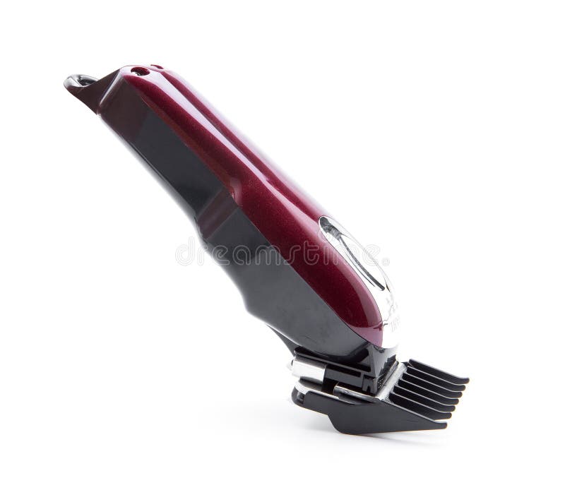 Red Clippers for Cutting Hair on a White Background Stock Image - Image ...