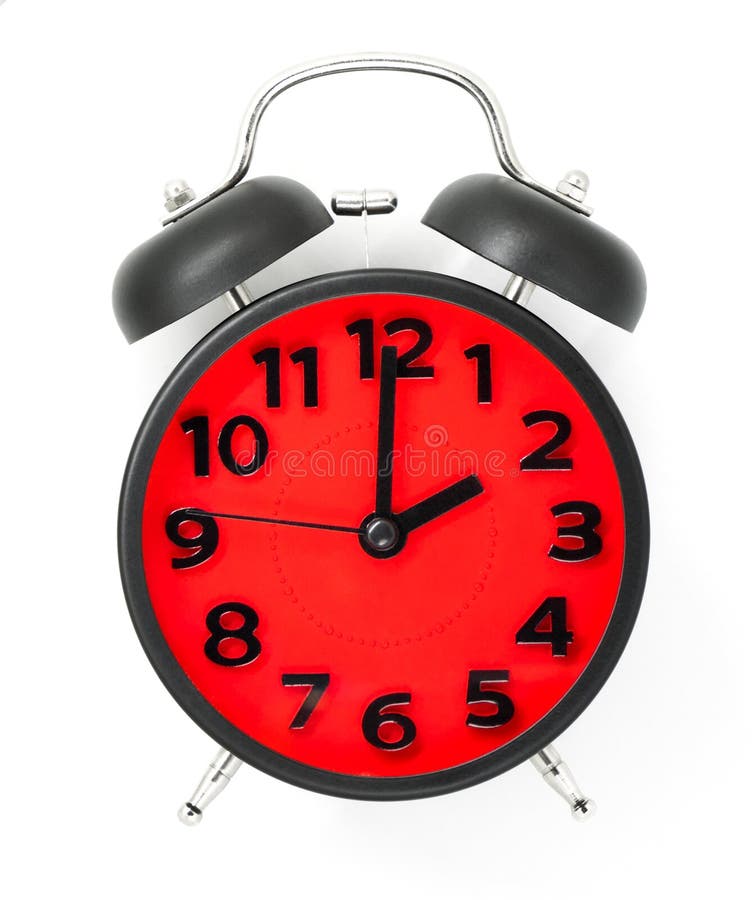 Red Clock with Black Frame Pointing at 2 Stock Photo - Image of ...