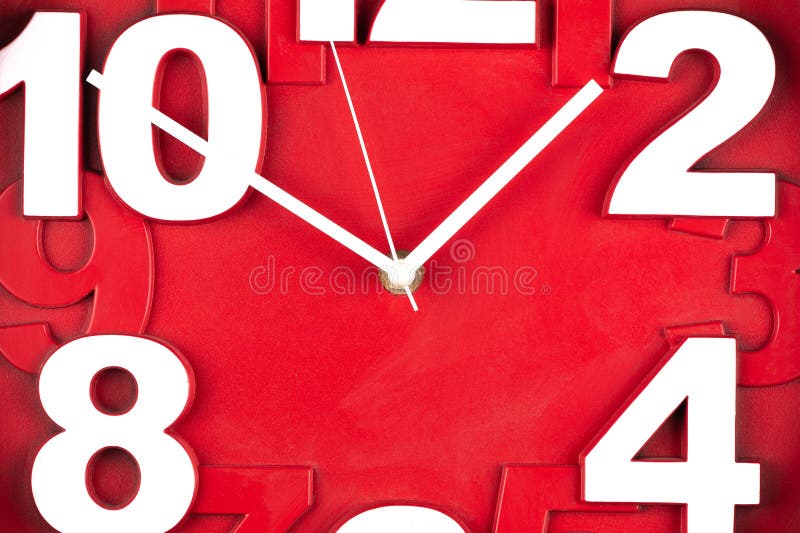 Red Clock Dial with Abstract Numbers Isolated on White Stock Image ...