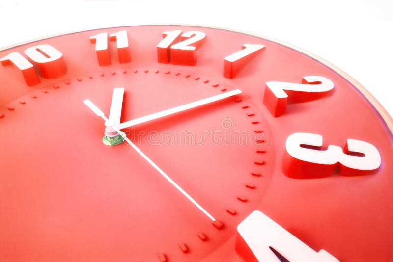 Red Clock Face with 3D Numbers and Second Hand Stock Image - Image of ...