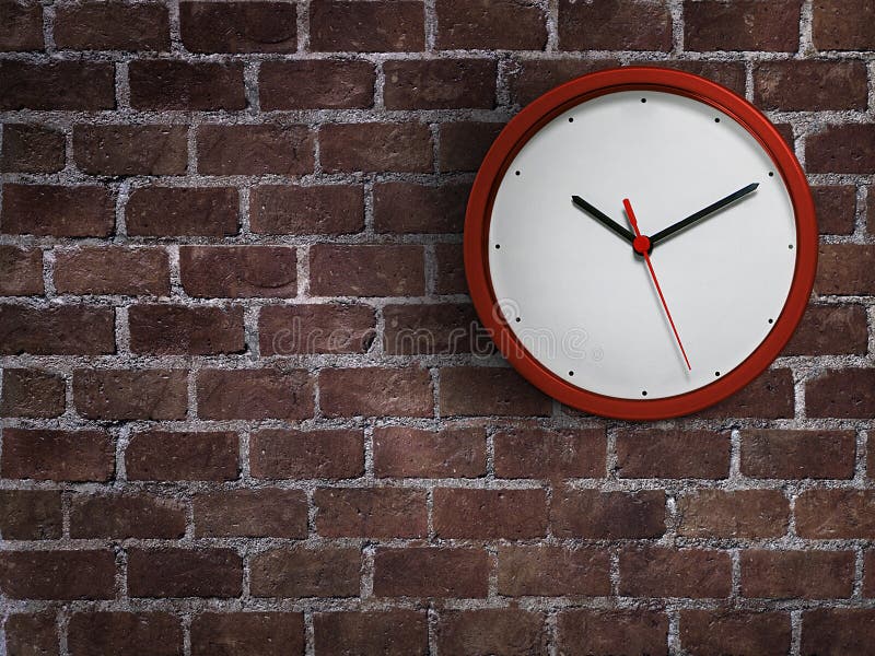 Round Wall Clock, Isolated on Red Stock Image - Image of minute ...