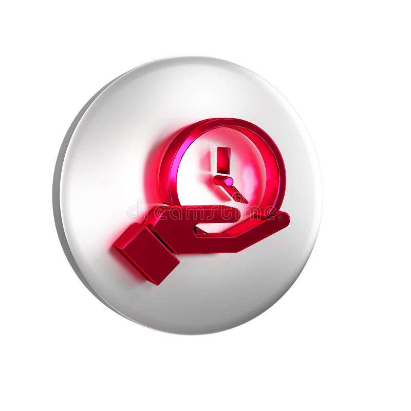 Red Clock Icon Isolated on Transparent Background. Time Symbol. Silver ...