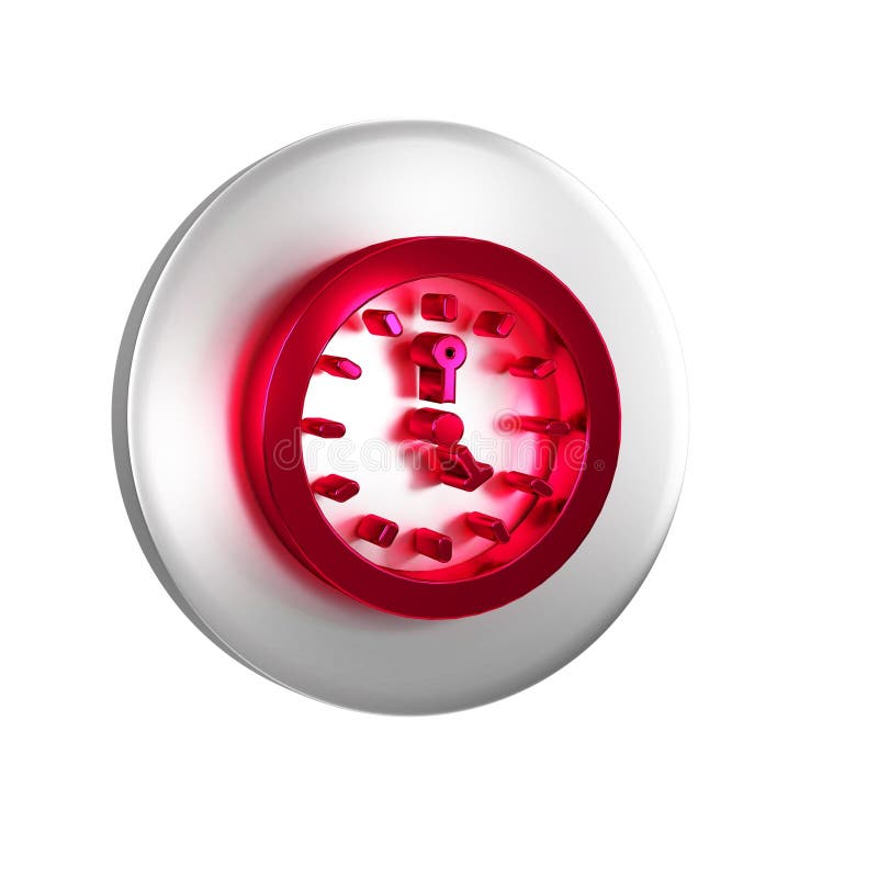 Red Clock Icon Isolated on Transparent Background. Time Symbol. Silver ...