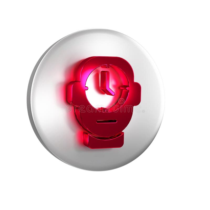 Red Clock Icon Isolated on Transparent Background. Time Symbol. Silver ...