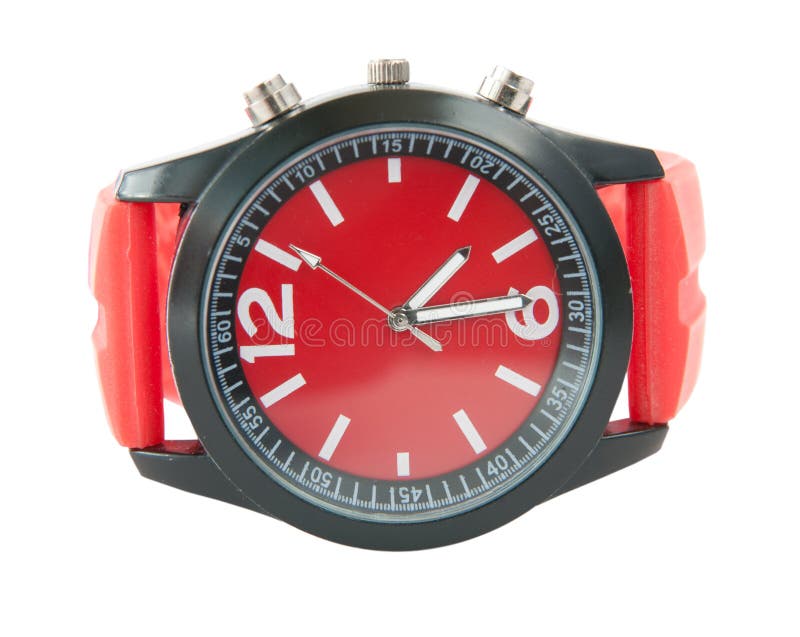 Red clock stock image. Image of arrow, individuality - 31877005